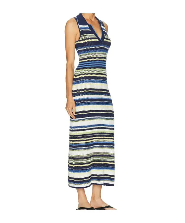 Simkhai Striped Knit V-neck Midi Dress