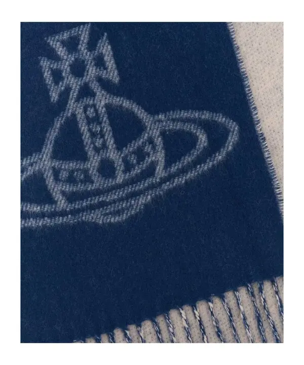 VIVIENNE WESTWOOD Orb Logo Fringed Scarf