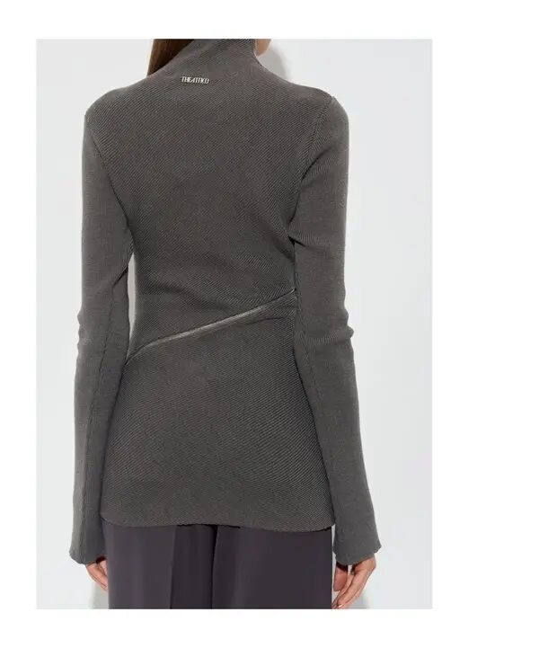 Attico Long-sleeved High-neck Sweater With Decorative Zipper
