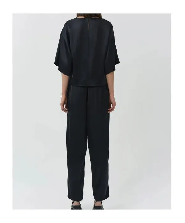 Simkhai Satin Blouse With Round Neck And Loose Sleeves