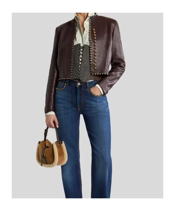 Etro Cropped Studded Leather Jacket
