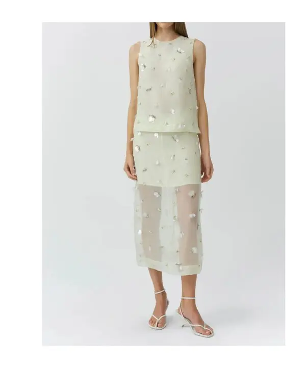 Simkhai Embellished Organza Sleeveless Top - Egg Yellow