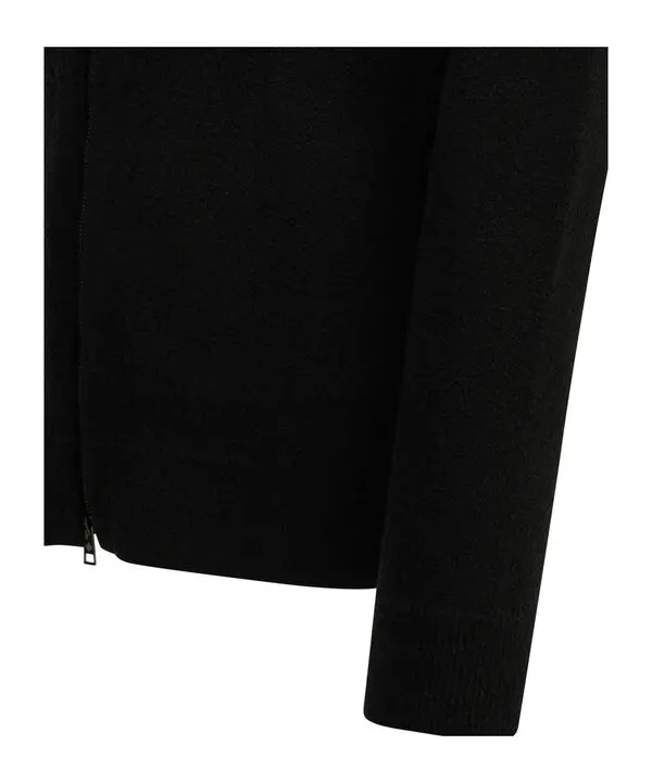Tagliatore Long-sleeved Knitted Cardigan With Two-way Zipper - Black