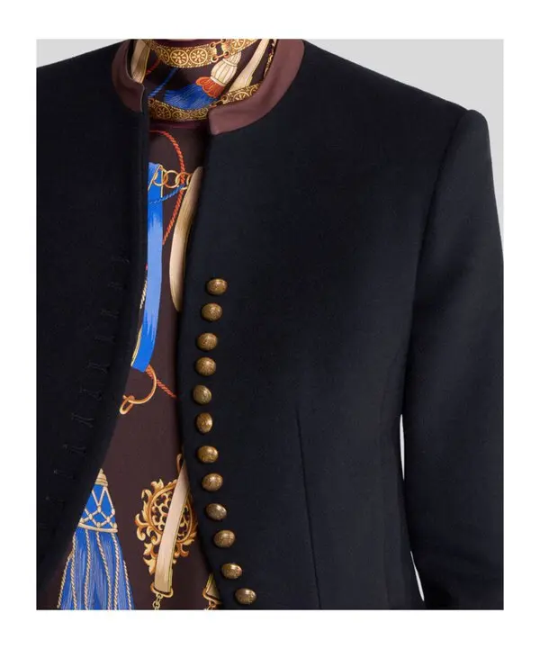 Etro Wool-blend Cropped Jacket With Pegaso Buttons - Blue