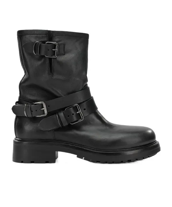 STRATEGIA Buckled Mid Calf Leather Boots