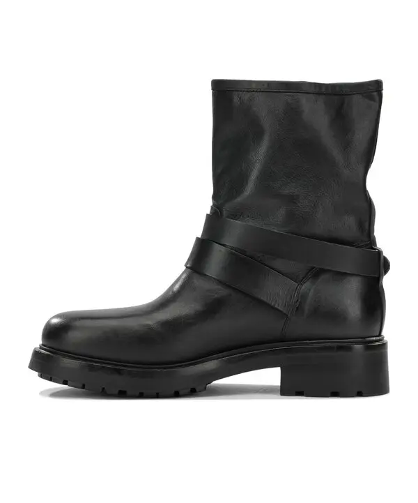 STRATEGIA Buckled Mid Calf Leather Boots