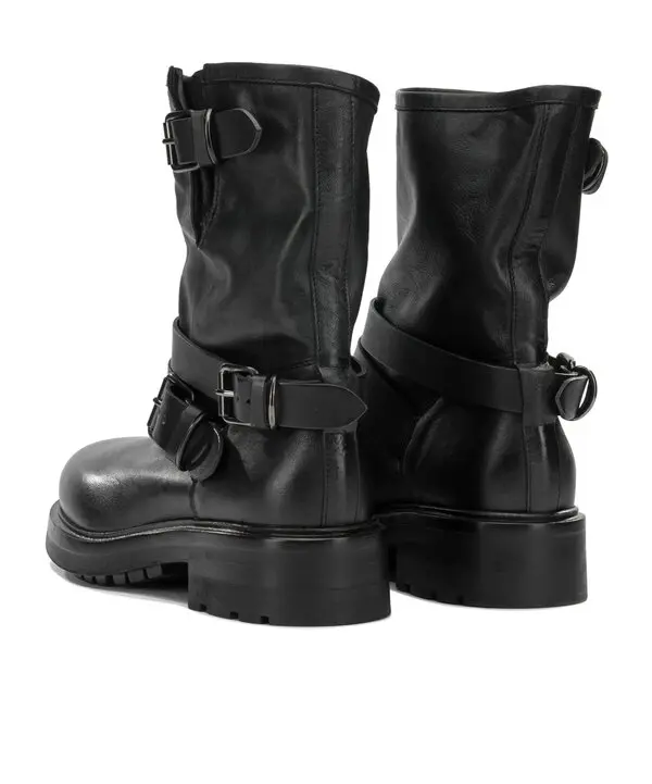 STRATEGIA Buckled Mid Calf Leather Boots