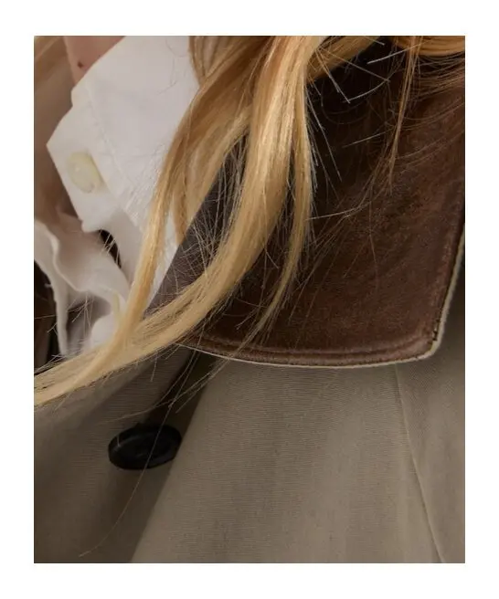 Prada Single-breasted Poplin Coat With Removable Leather Collar