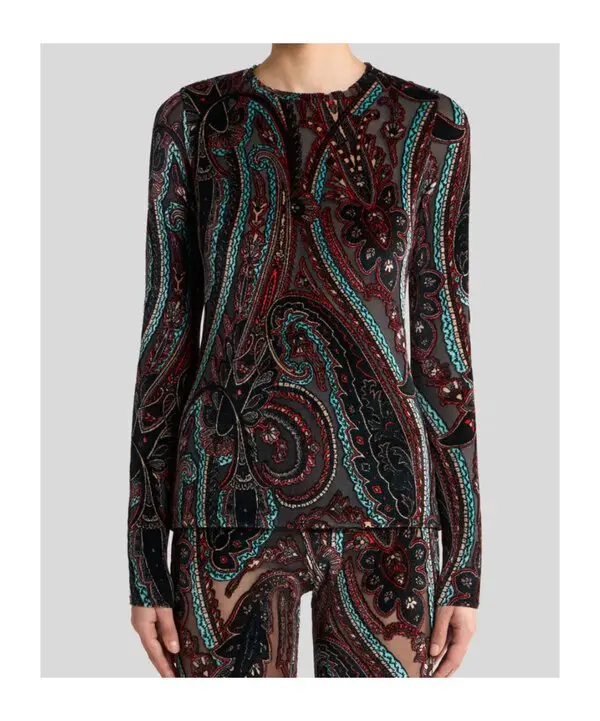 Etro Chenille Jacquard Sweater With Paisley Motif - Grey