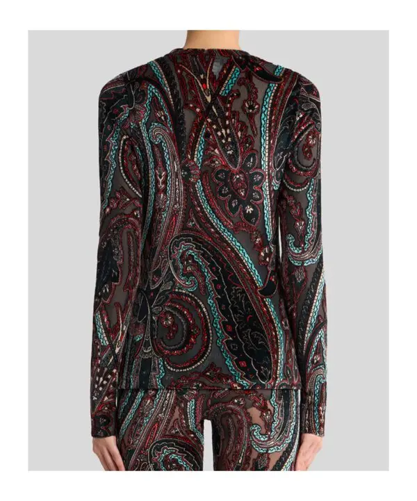Etro Chenille Jacquard Sweater With Paisley Motif - Grey