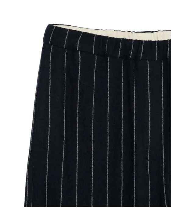 ALYSI Pinstriped Wool Trousers - Navy Blue