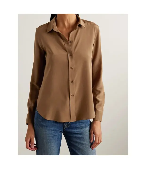 NILI LOTAN Gaia Silk Long-sleeve Shirt