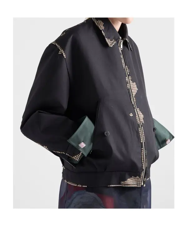 Prada Bonded Leather And Houndstooth Jacket