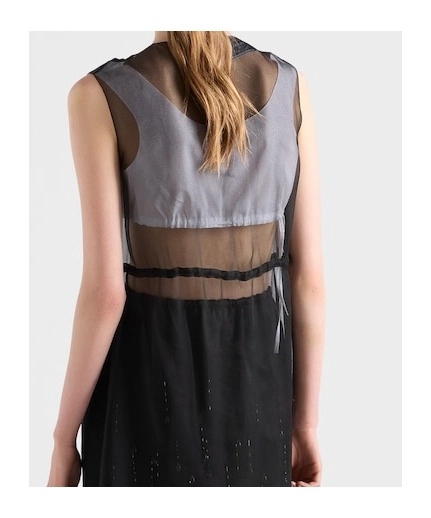 Prada Poplin Cropped Top With Drawstring Hem