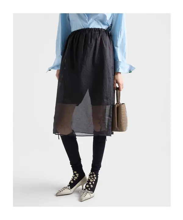 Prada Cotton Organdy Midi Skirt