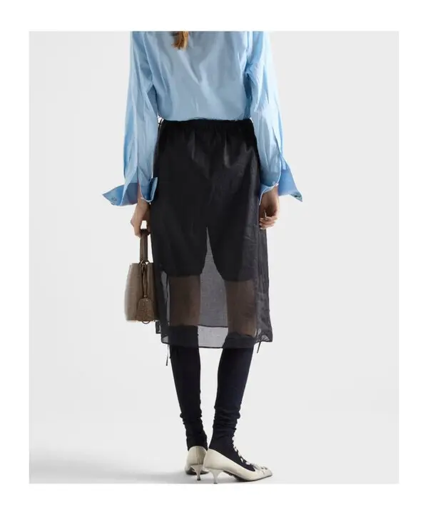 Prada Cotton Organdy Midi Skirt