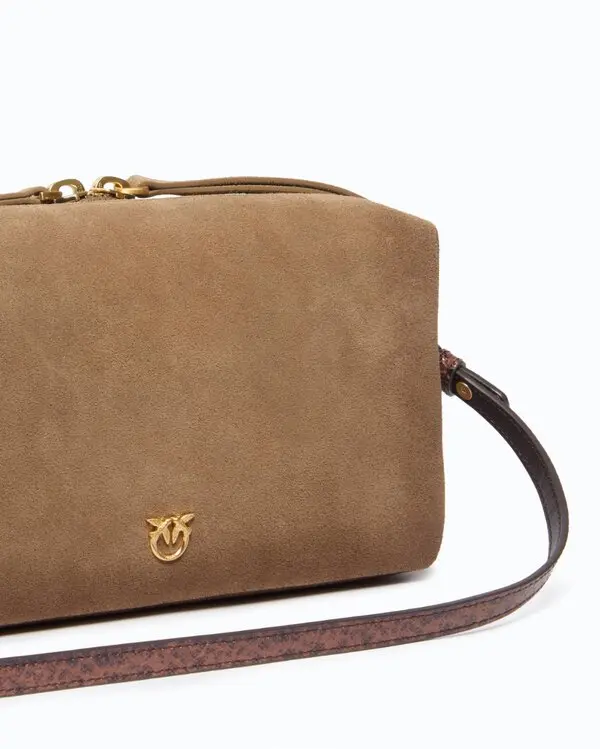 Pinko Medium Suede Crossbody Boston Bag With Spray Effect