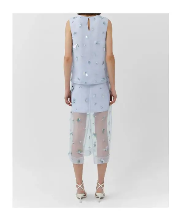 Simkhai Embellished Organza Midi Skirt - Light-colored