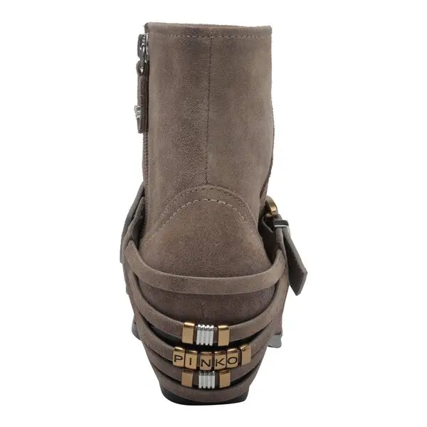 Pinko Buckled Leather Ankle Boots