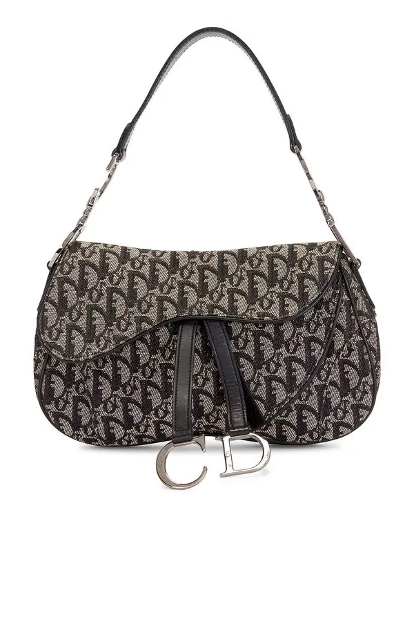 Dior Trotter Oblique Double Saddle Bag - Blue