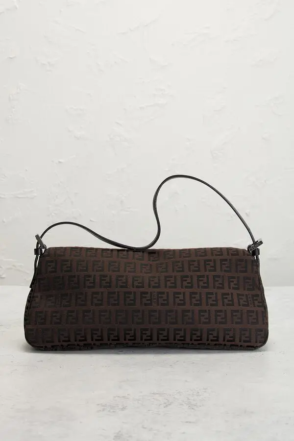 Fendi Zucchino Baguette Shoulder Bag - Brown