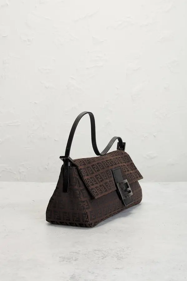 Fendi Zucchino Baguette Shoulder Bag - Brown