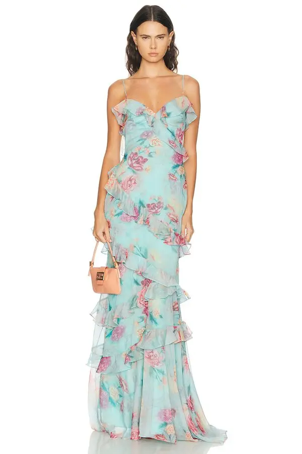PatBO Flora Mist Long Dress - Blue