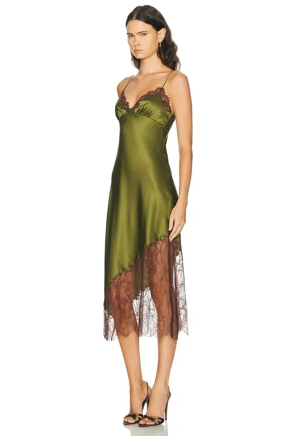 Staud Lara Silk Dress With Lace Trim