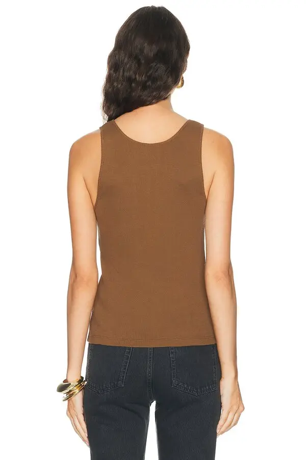 Saint Laurent Ribbed Cotton Jersey Tank Top