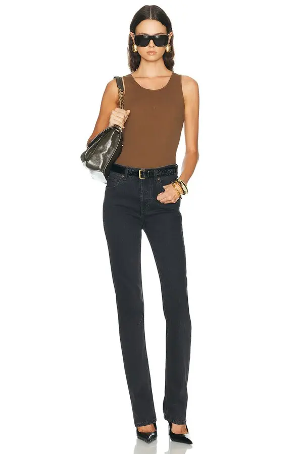 Saint Laurent Ribbed Cotton Jersey Tank Top