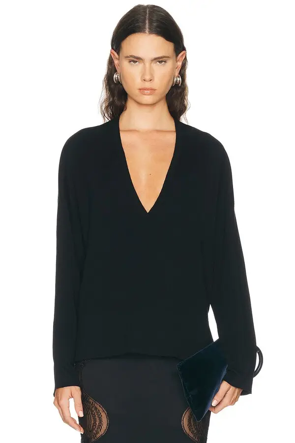 TOM FORD Fine Merino V-neck Sweater - Black
