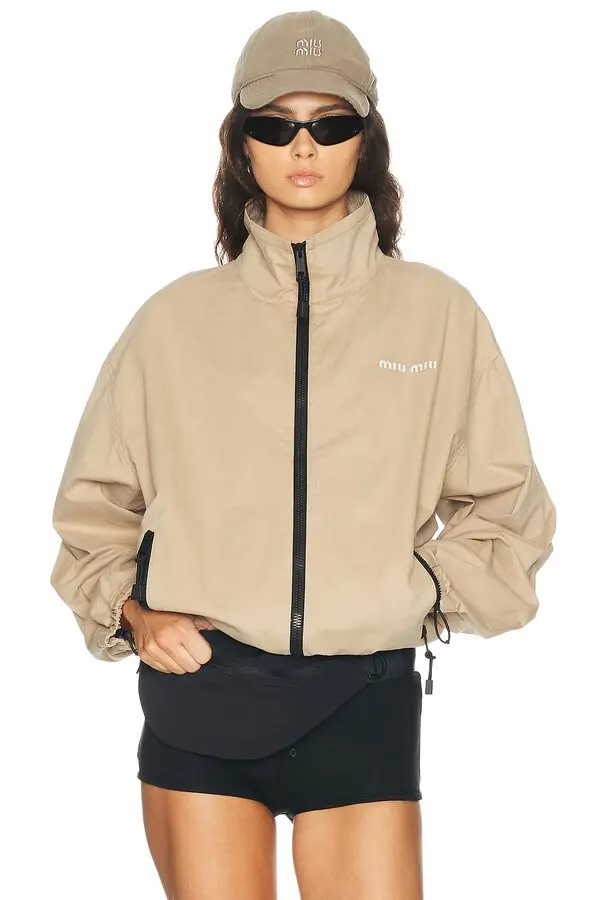 Miu Miu Gabardine Jacket With Zipper Details - Corda