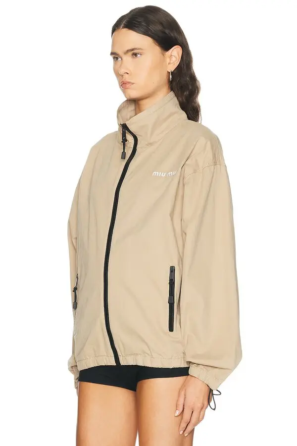 Miu Miu Gabardine Jacket With Zipper Details - Corda