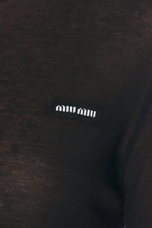 Miu Miu Ribbed Cotton Jersey Mini Dress