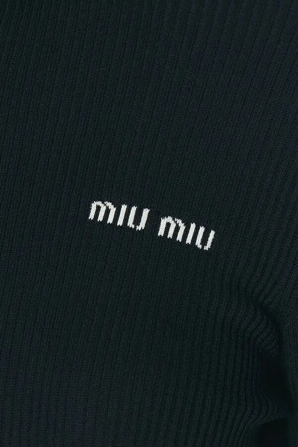 Miu Miu Ribbed Cotton Zip-up Top