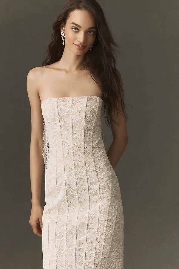 Ila Miles Maxi Dress Strapless Column Gown With Detachable Train
