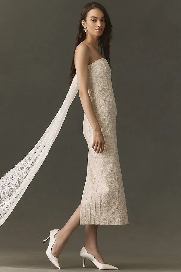 Ila Miles Maxi Dress Strapless Column Gown With Detachable Train