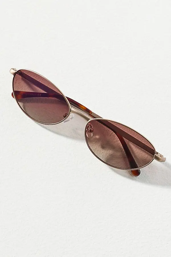 ELEVENTH HOUR Oval Metal Frame Sunglasses - Brown/gold