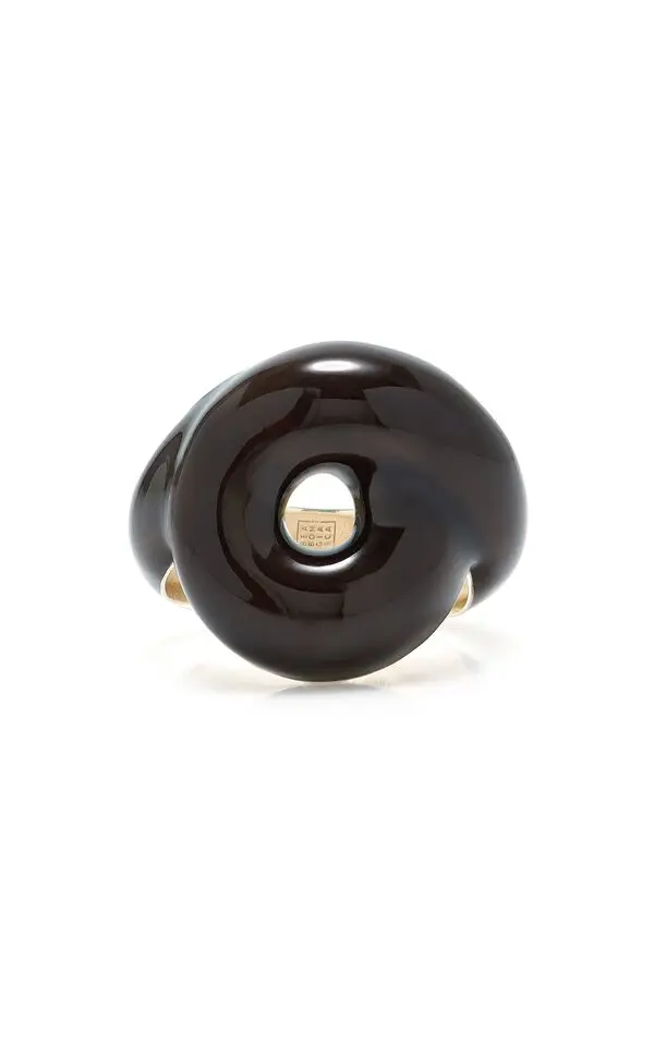 Bea Bongiasca Tarallo Sterling Silver Enamel Ring - Brown