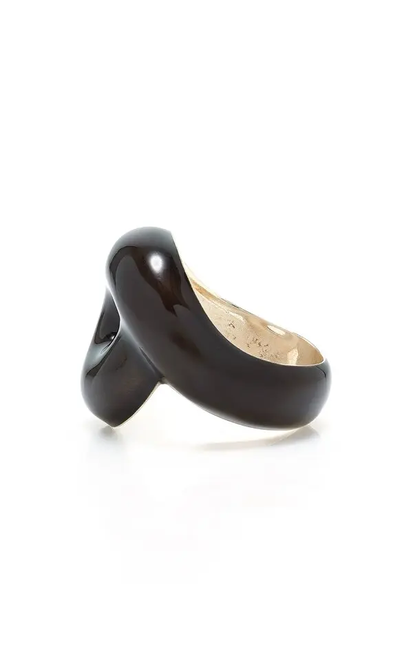 Bea Bongiasca Tarallo Sterling Silver Enamel Ring - Brown