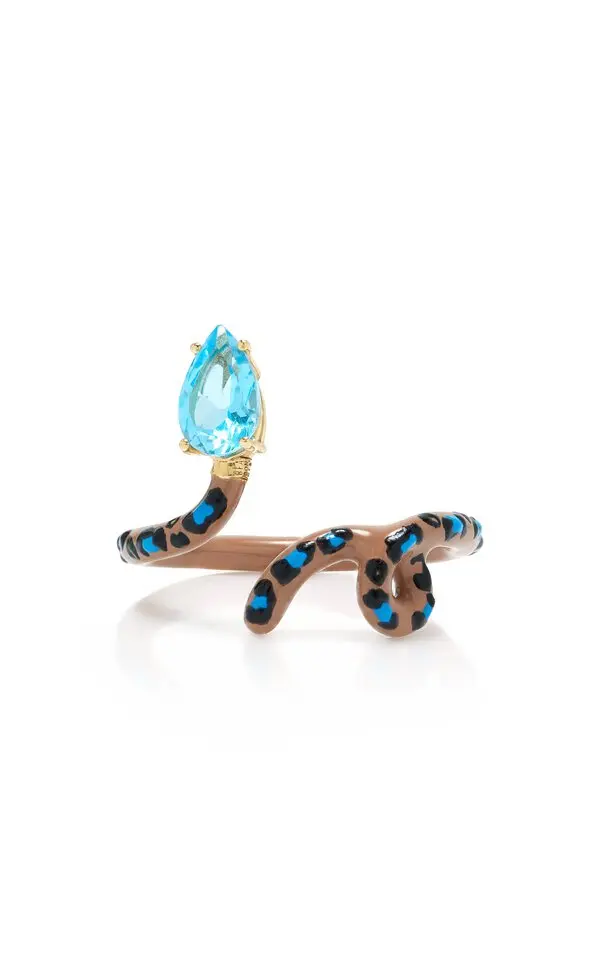 Bea Bongiasca Leopard Vine 9k Gold Topaz And Enamel Ring