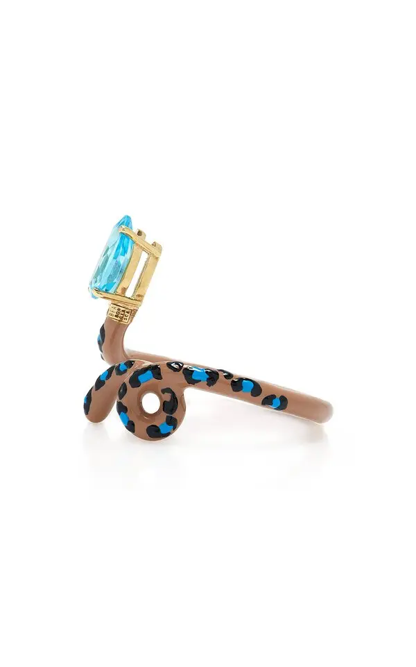 Bea Bongiasca Leopard Vine 9k Gold Topaz And Enamel Ring