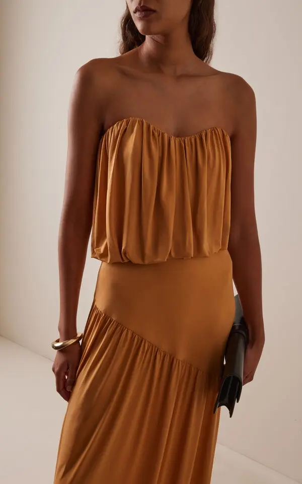 THIRD FORM Strapless Gathered Crepe Maxi Dress