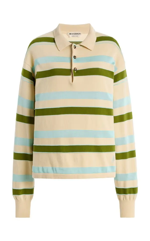 JW Anderson Rubgy Striped Cotton-wool Knit Polo Shirt