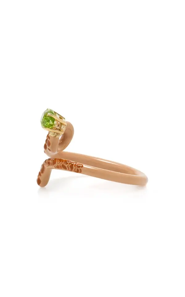 Bea Bongiasca Giraffe Vine 9k Gold Peridot And Enamel Ring