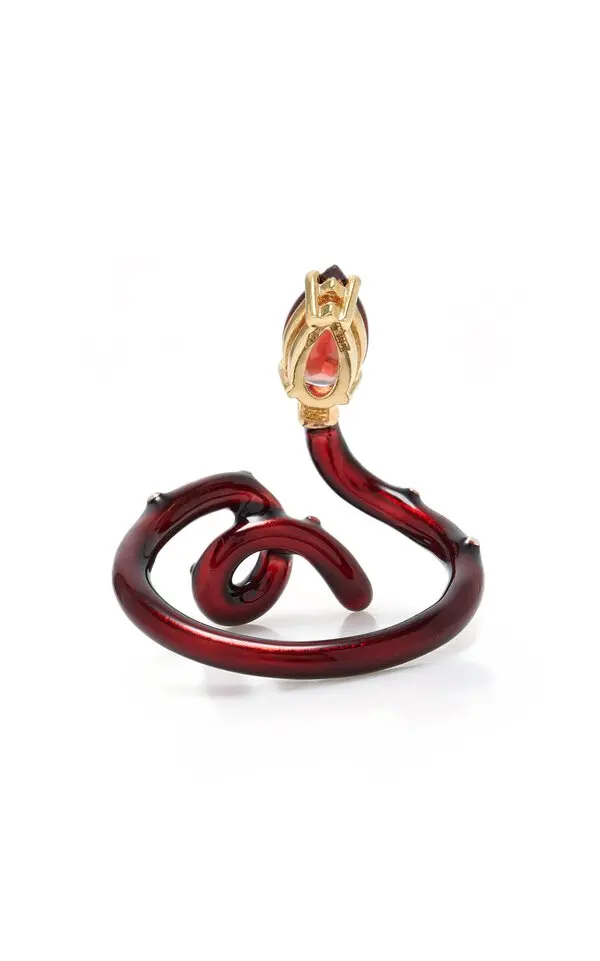 Bea Bongiasca Baby Vine 9k Gold Garnet And Enamel Ring