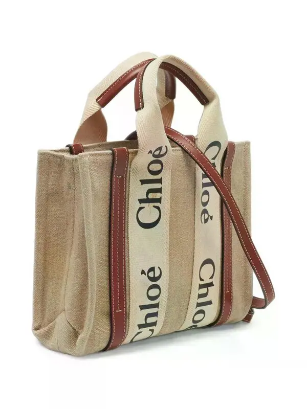 Chloé Small Woody Leather-trim Tote Bag