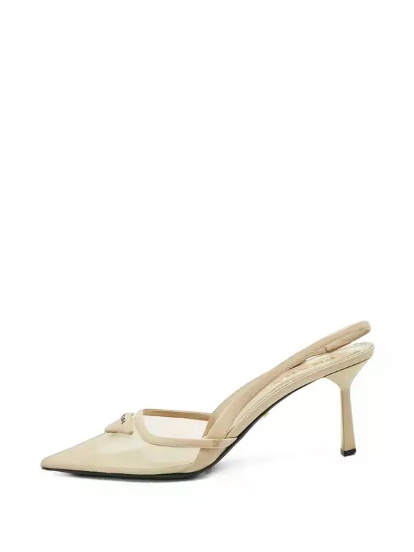 Prada Triangle-logo Mesh Slingback Pumps