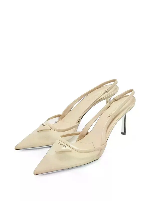 Prada Triangle-logo Mesh Slingback Pumps