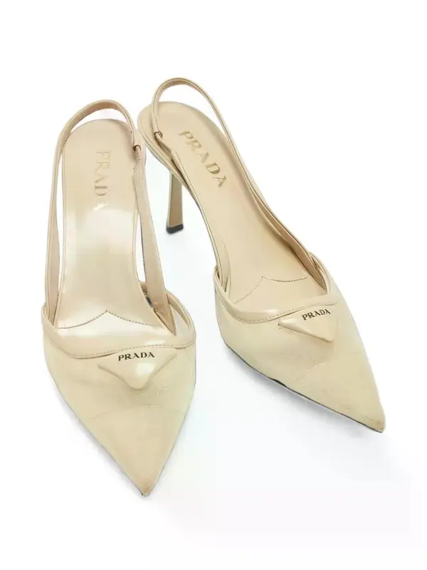 Prada Triangle-logo Mesh Slingback Pumps